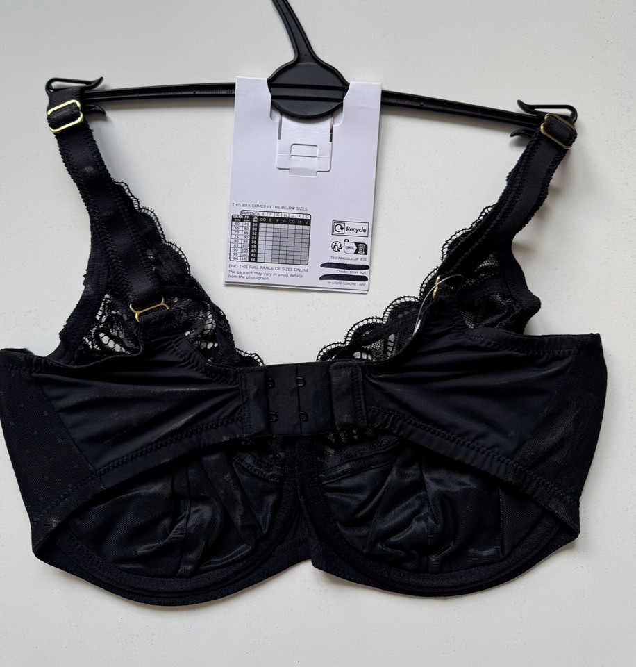 Ladies New Ex M&S Full Cup Lace Trim Bra In 6 Colours Sizes 30G - 46J ...