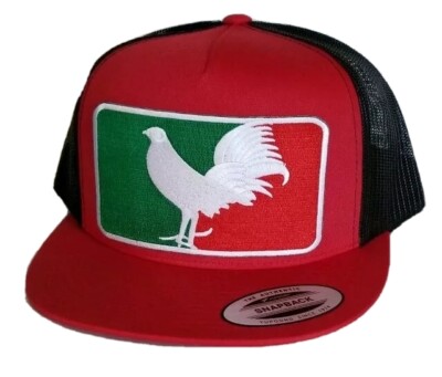 EL GALLO DE MEXICO HAT MESH TRUCKER RED BLACK SNAP BACK ADJUSTABL NEW ...