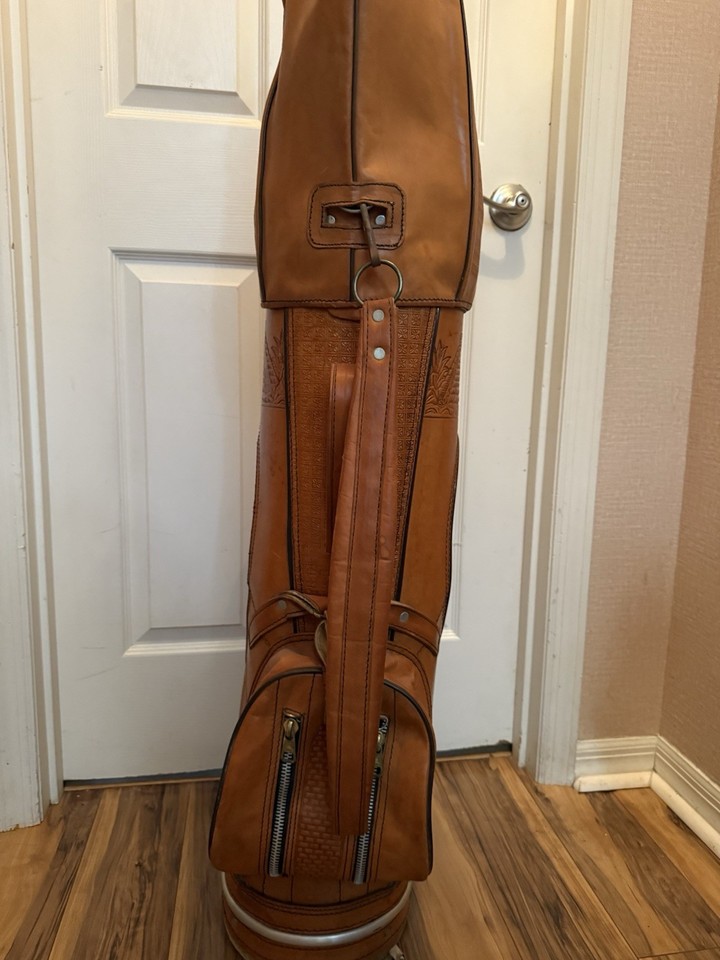 Mexican Aztec/Mayan Hand Tooled Leather Golf Bag, with head cover ...