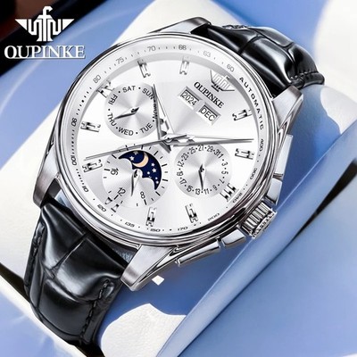 Automatic Mechanical Watch Waterproof Moon Phase Luxury Dial Men Men's ...