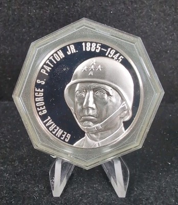 GEORGE PATTON TANK GENERAL WWII LEADER CAVALRY ARMOR RARE SILVER COIN ...