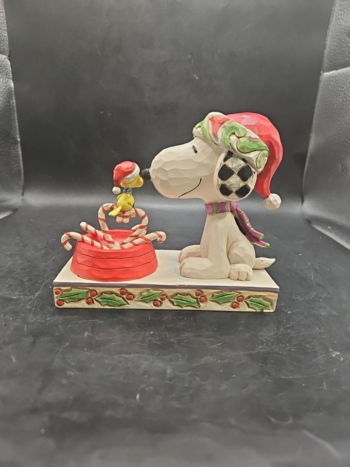 Rare Jim Shore 4057678 "Candy Cane Christmas" Snoopy & Woodstock W/ Dog ...