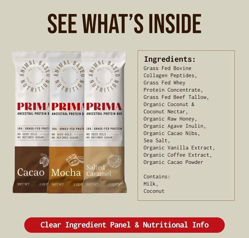 PRIMA ANCESTRAL PROTEIN BAR Grass Fed Protein Bars | 7 Variety Pack | eBay