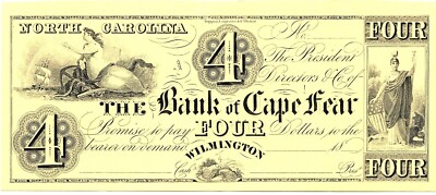 Vintage Bank of Cape Fear 4 dollar note collectors limited edition ...