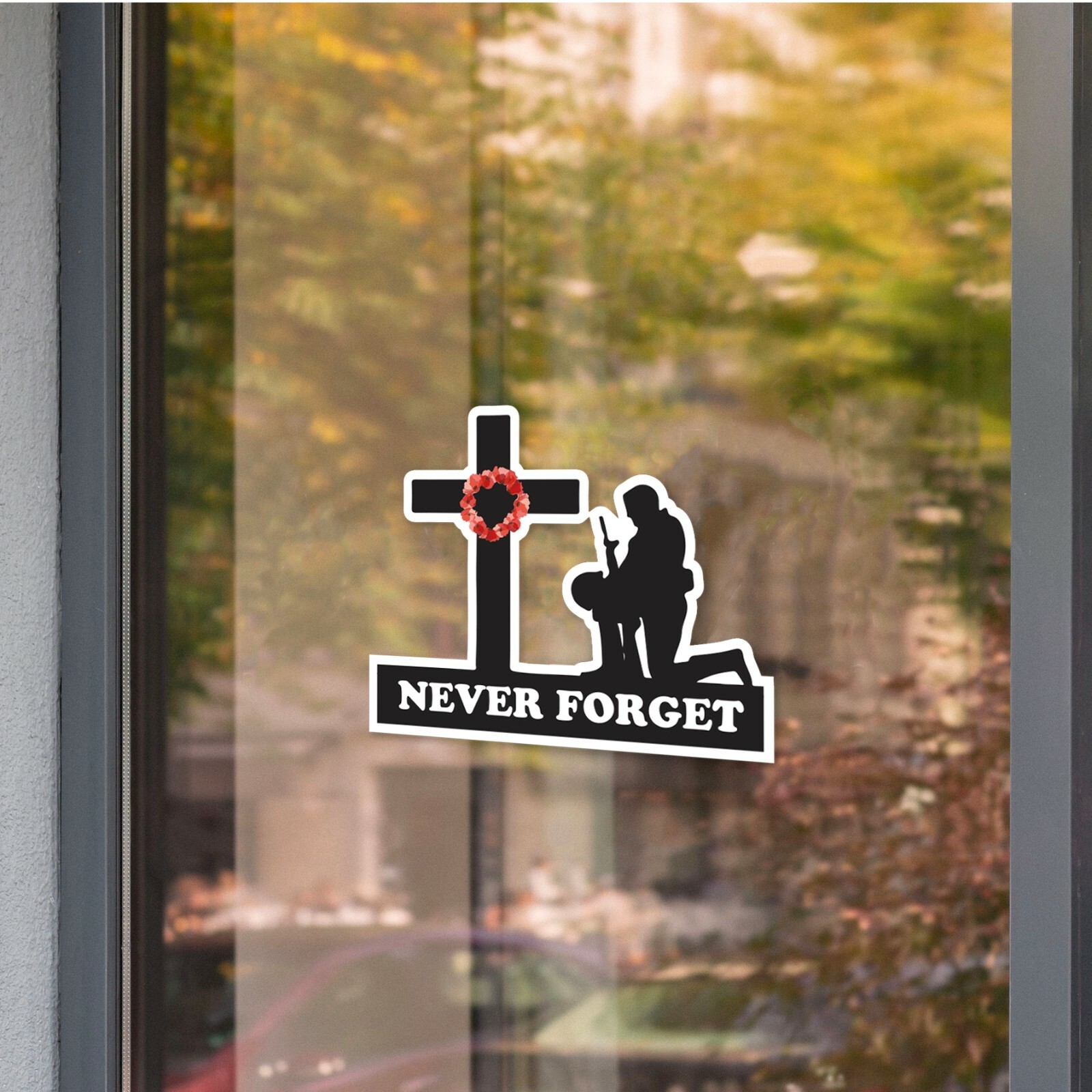 Soldier and cross sticker, Lest we forget Poppy flower Remembrance ...