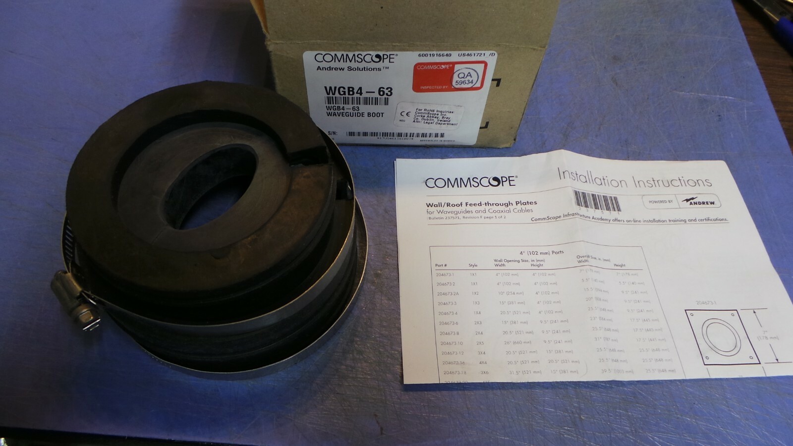 1 – COMMSCOPE Andrew Solutions WGB4-63 4” Entry Boot for EW63 Cable. for sale online | eBay