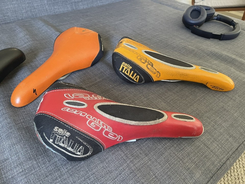 4 Vintage Road Bike Saddles/seats (including 2 Italian Selle Italia ...