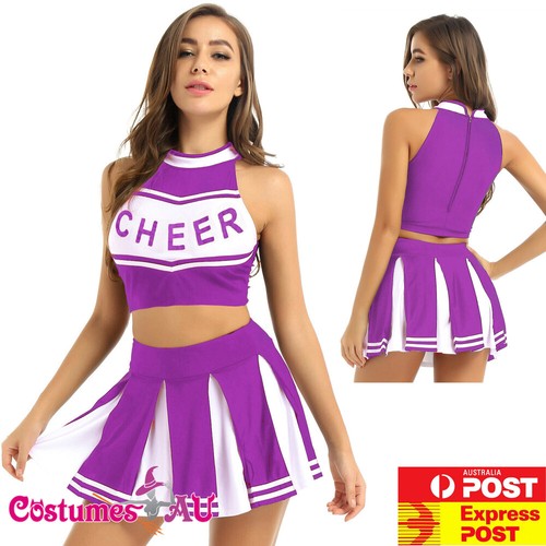 Ladies Purple Cheerleader Costume School Girl Uniform Girls Outfits ...