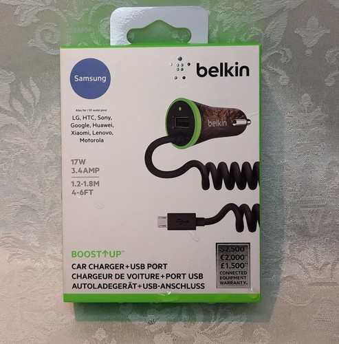 Belkin 2 port car charger + 4FT (1.2m) Cable Micro USB New in Box ...