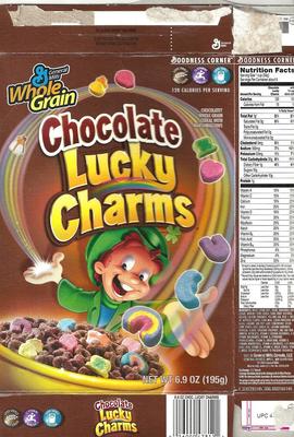 1st year of manufacture 2005 Chocolate Lucky Charms Cereal Box no ...