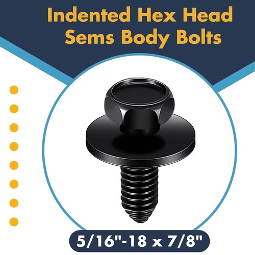 50 Pcs 5/16"-18 x 7/8" Indented Hex Head Body Bolts, Metal Fasteners ...