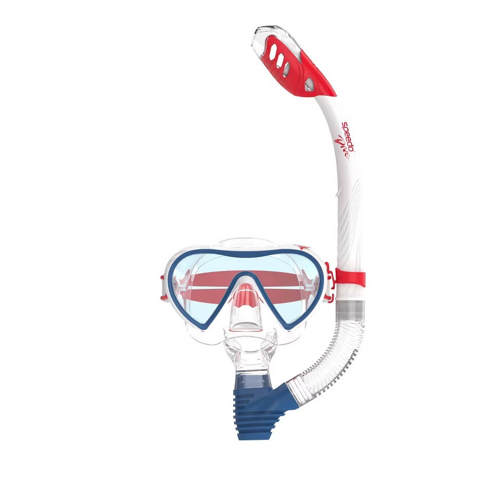 Speedo Adult Mask Snorkel Set - Red/White/Blue: Polycarbonate, Silicone ...