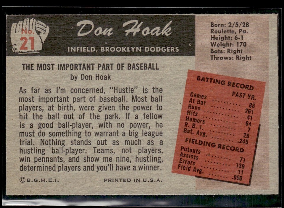 1955 Bowman Don Hoak EX/MT to NRMT Set Break #21 | eBay