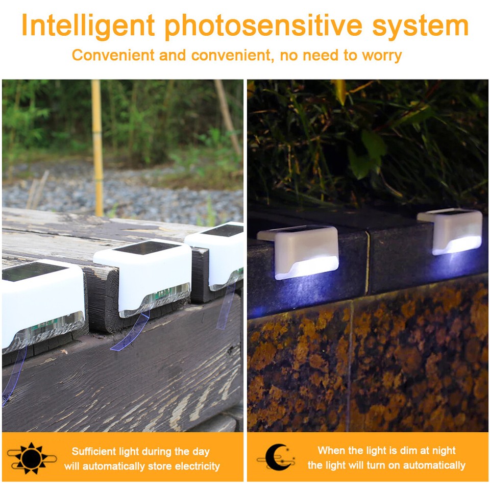 Solar LED Bright Deck Lights Outdoor Garden Patio Railing Decks Path ...