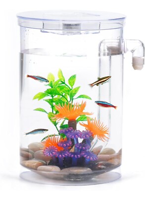 Betta Fish Tank, 360 Aquarium with LED Light, 1 Gallon Fish Bowl, Small Fish ... | eBay