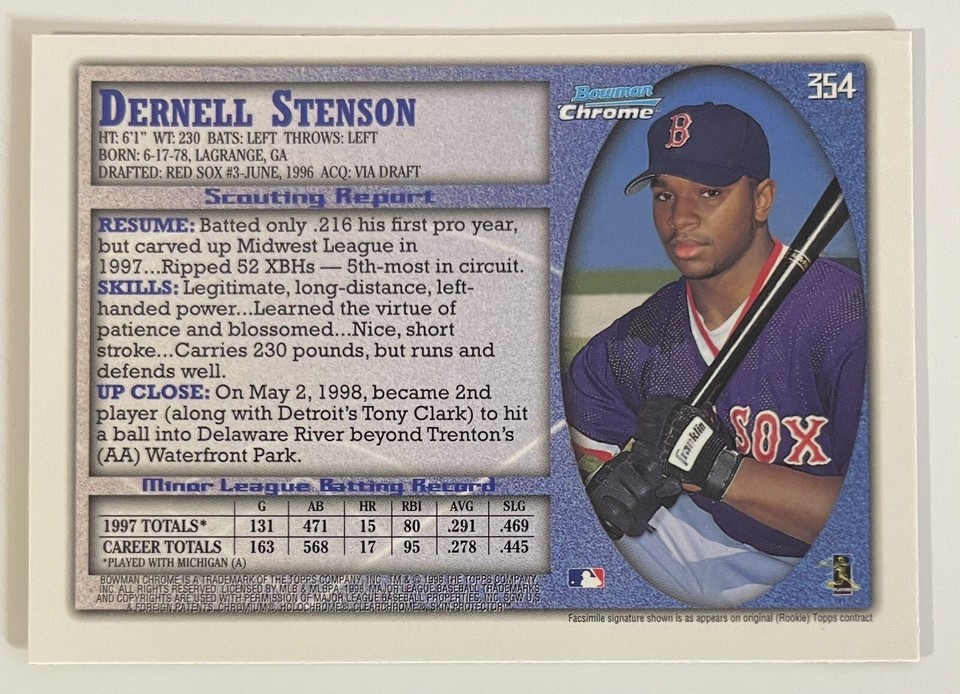 1998 Bowman Chrome Dernell Stenson #354 Rookie RC (Condition? You be ...