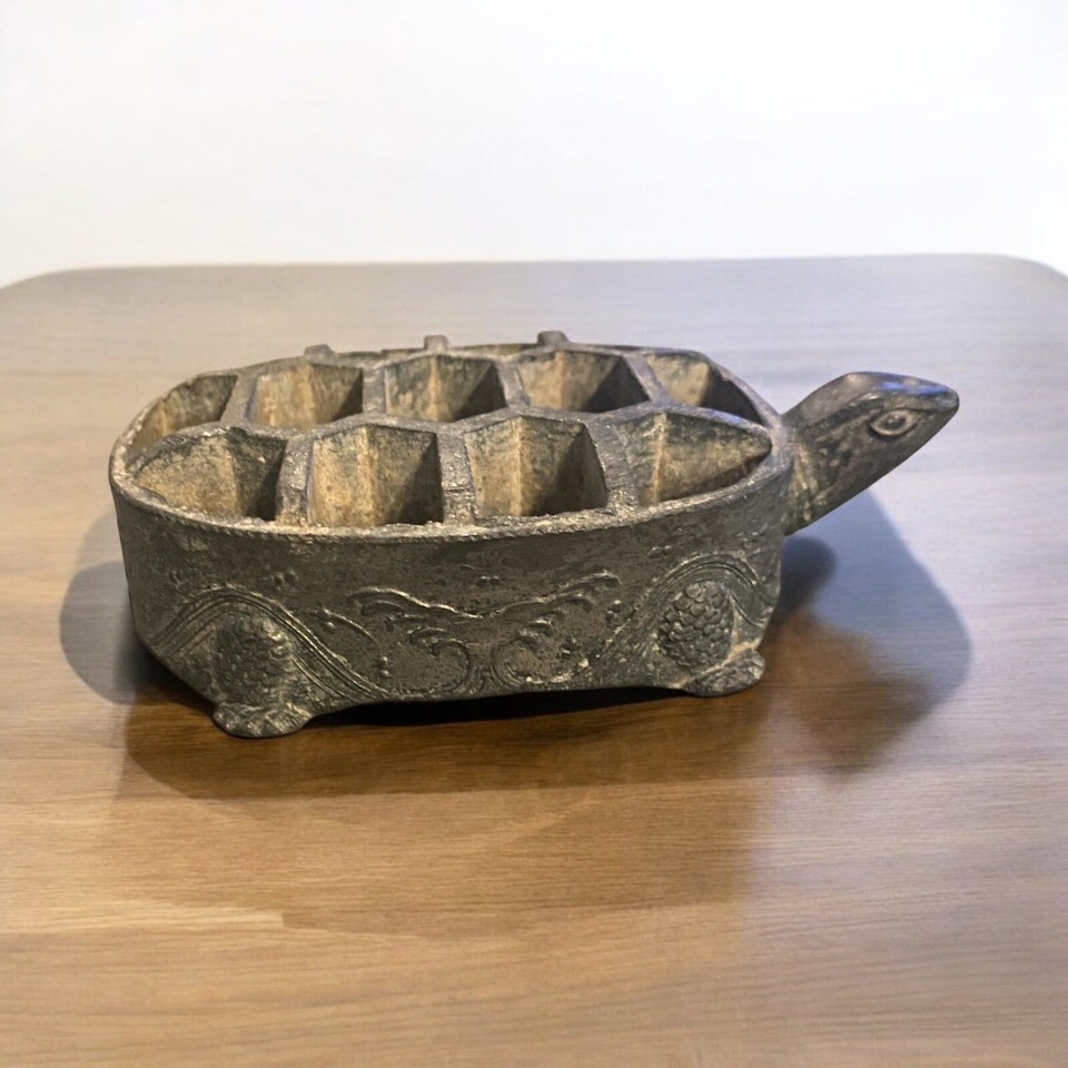 Large Metal Turtle Flower Frog Japan Kenzan Ikebana Ornate Great Wave ...