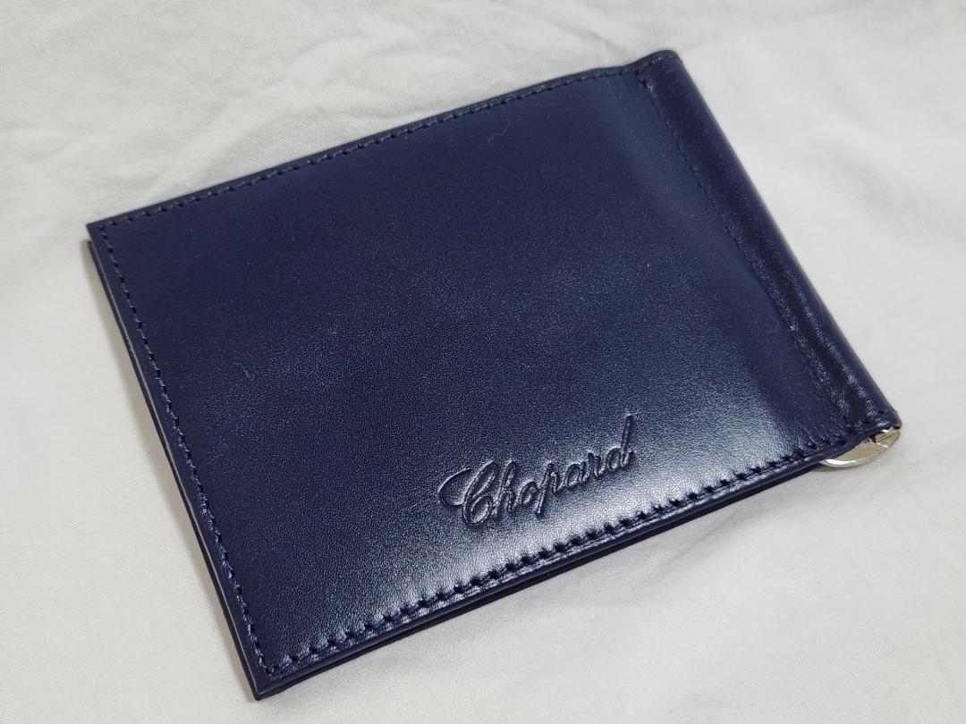 Chopard Logo Leather Money clip Bi-fold wallet Navy 1… - Gem