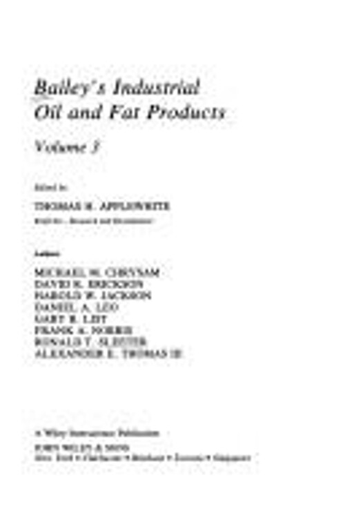 Bailey's Industrial Oil and Fat Products by Daniel Swern (1979 ...
