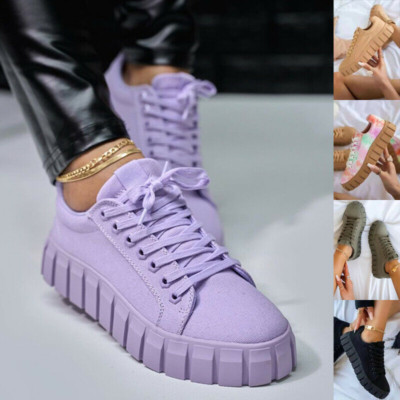 Womens Ladies Casual Fashion Sneakers Sport Running Walking Canvas ...