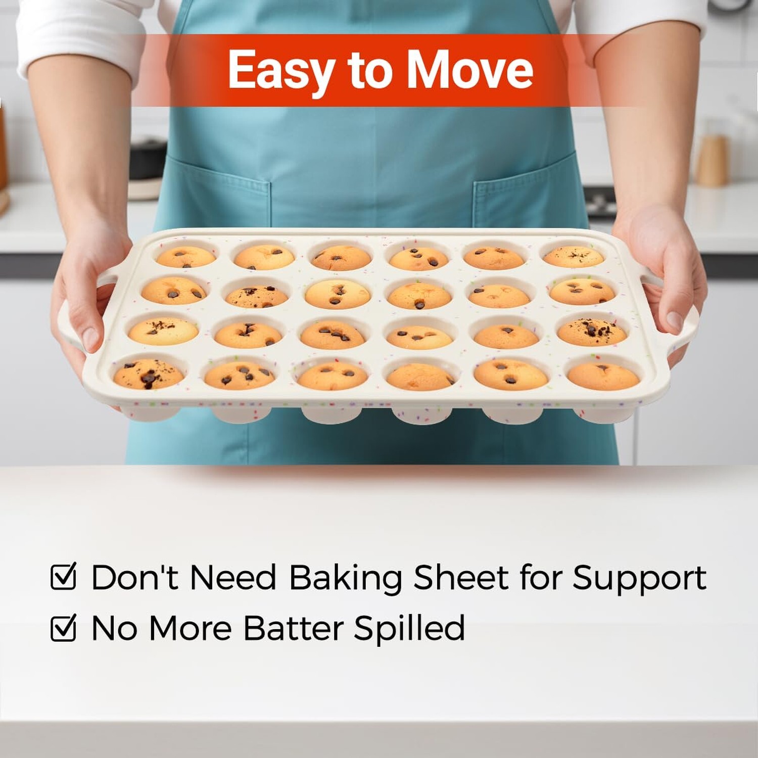 CAKETIME Mini Cupcake Pans, Metal Reinforced Frame Silicone Mini Muffin ...