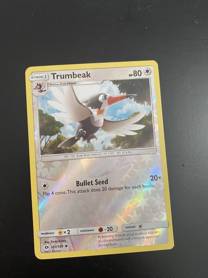 Pokemon TRUMBEAK 107/149 UNCOMMON REVERSE HOLOFOIL NM CARD SUN & MOON ...