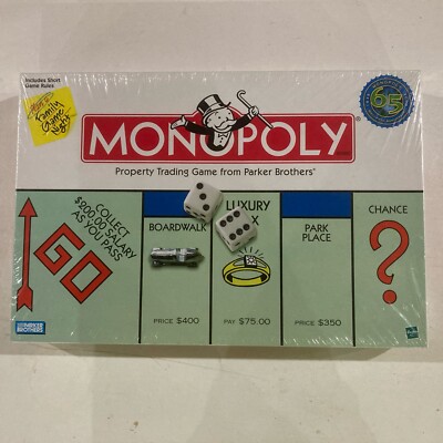 Vintage NEW IN BOX Monopoly 65th Anniversary Ed 1999 Game INSIDE ITEMS ...