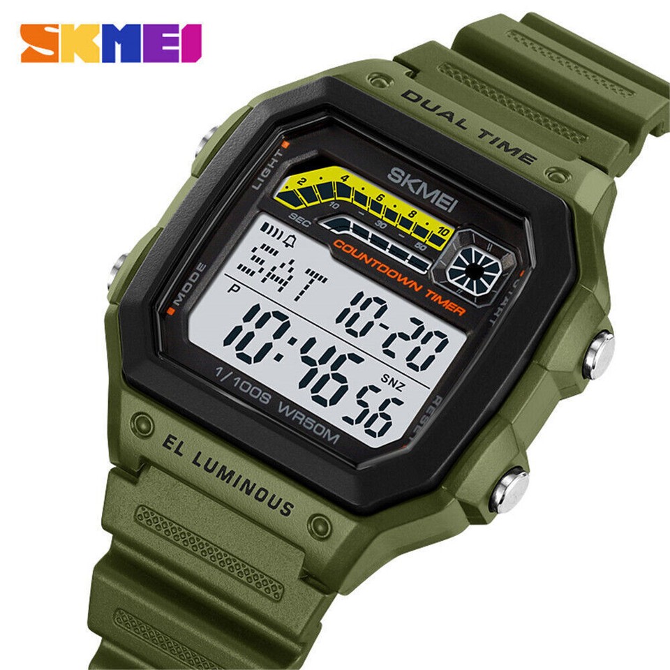 SKMEI Men Digital Watch Square Wristwatch Male Steel Watch Fashion ...