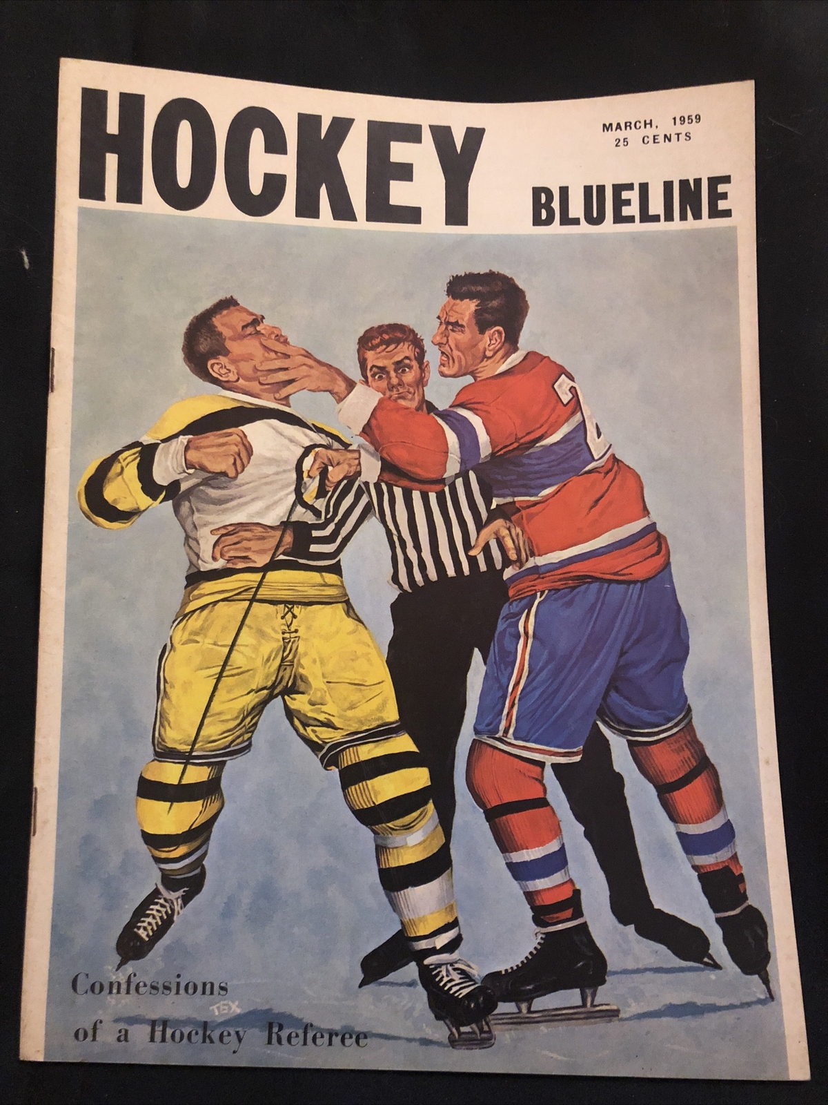 HOCKEY BLUELINE March 1959 Canadiens vs Bruins Magazine Confessions Of ...