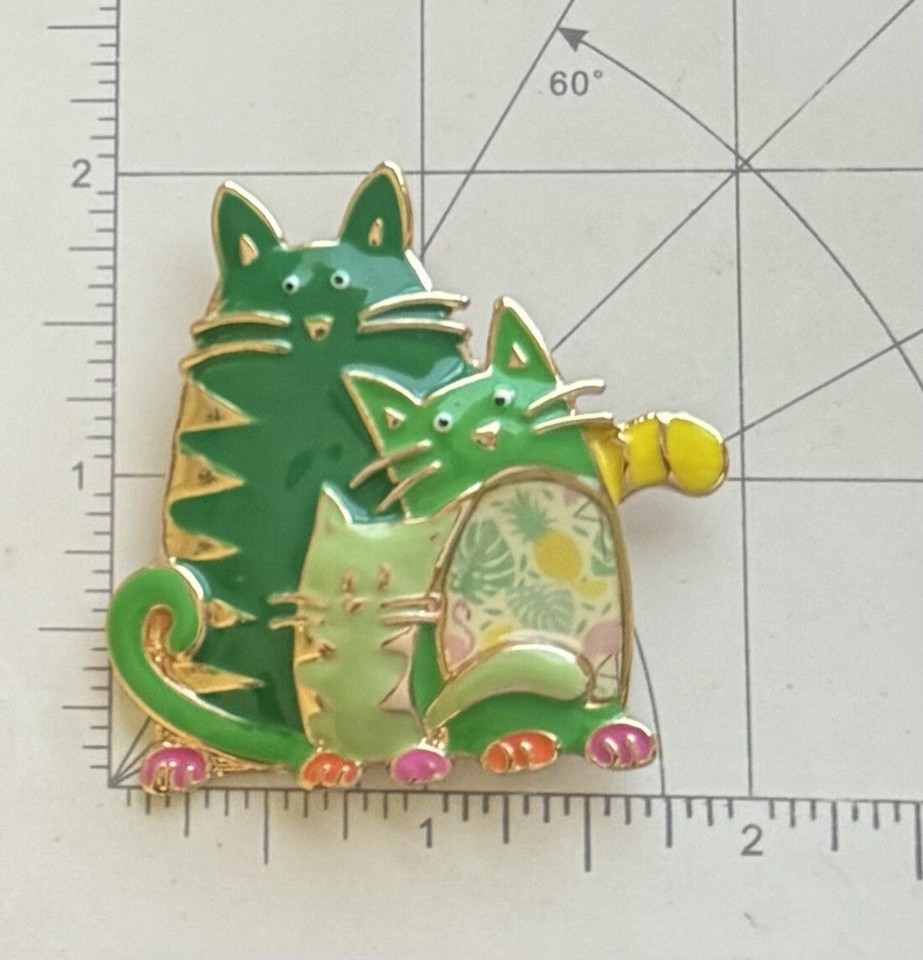 Vintage Style three cats brooch Enamel On Metal | eBay