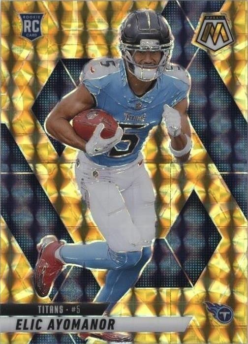 2025 Panini Mosaic Rookies Elic Ayomanor 333 Reactive Yellow Mosaic