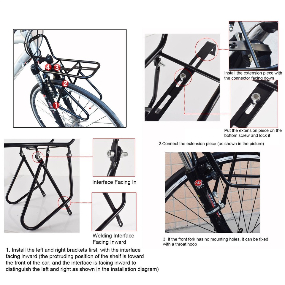 Bike Front Carrier Rack Bicycle Front Rack Metal Luggage Shelf Cargo ...