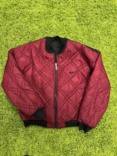Nike Reversible Puffer Jacket Men's L Black Maroon Quilted Vintage ...