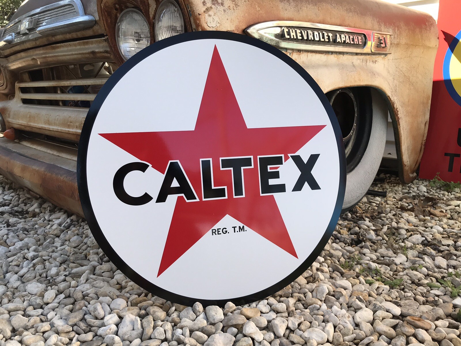 Antique Vintage Old Style Caltex Chevron Gas Oil Sign | eBay