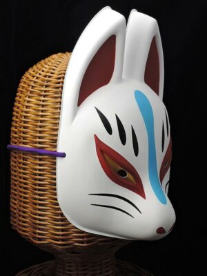 Komendo Byakko Half Face Fox Mask Kitsune PVC Omatsuri Land White Japan ...