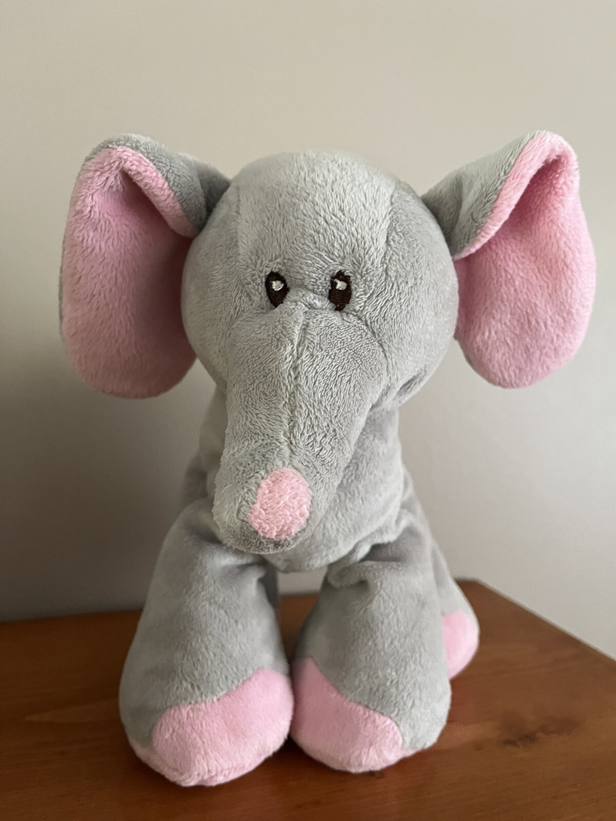 2014 TOYS R US Plush Elephant Pink Gray Baby Stuffed Animal Sewn Eyes ...