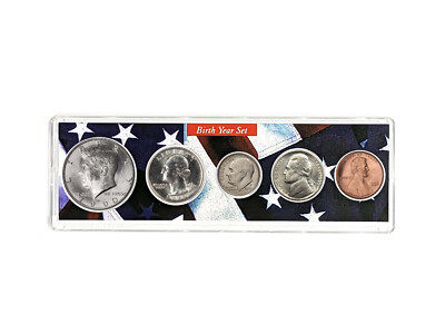 1990 Birth Year Coin Set in American Flag Holder - 5 Coin Set A Birth ...