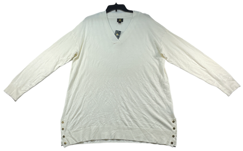 JM Collection Tunic Sweater Womens size XL Ivory Long Sleeve Vneck ...