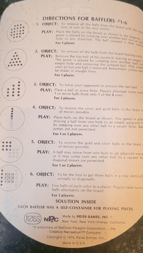 Vintage Baffler No 5 Puzzle Game 1974 Reiss Games Wooden Metal Balls ...