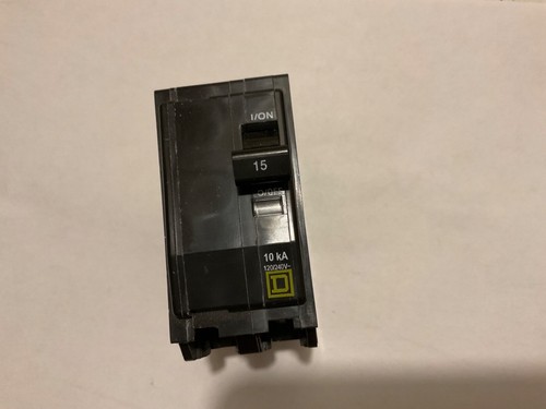 Square D QOB215 2 pole 15 Amp 120/240VAC Bolt On Circuit Breaker 10 kA ...