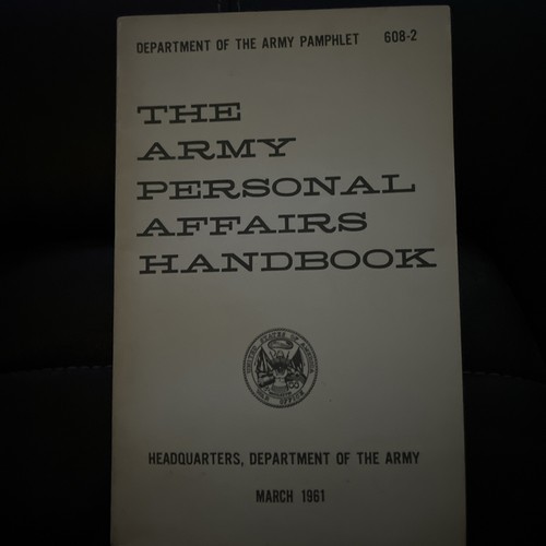 Vintage 608-2 Dept. of the Army Pamphlet The Army Personal Affairs ...