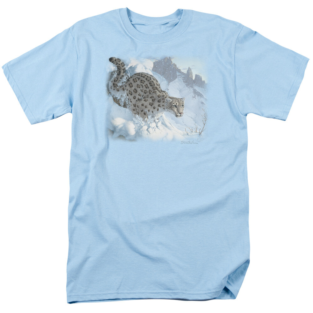 Wild Wings Snow Leopard T Shirt Mens Licensed Leopard Tee Light Blue | eBay