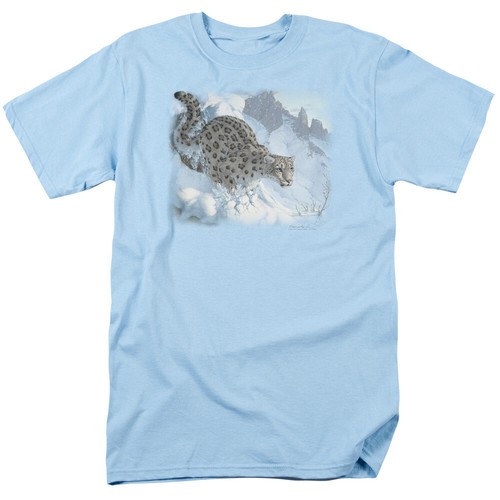 Wild Wings Snow Leopard T Shirt Mens Licensed Leopard Tee Light Blue | eBay