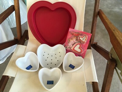 3 NEW Chantal heart shaped ramekins, strainer, KitchenAid cake mold ...