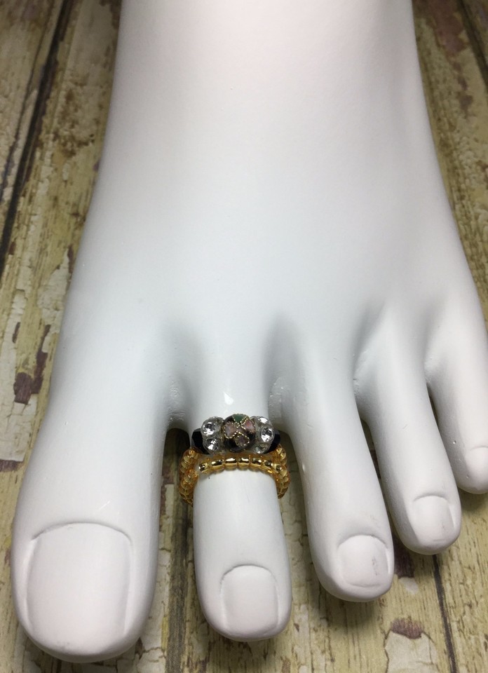 Handmade Healing Stretch Crystal Toe Rings W/Swarovski Crystal Elements ...