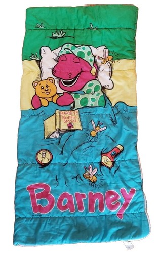 Barney Sleeping Bag Sleepover Vintage Bed Comforter Bedtime Dinosaur ...