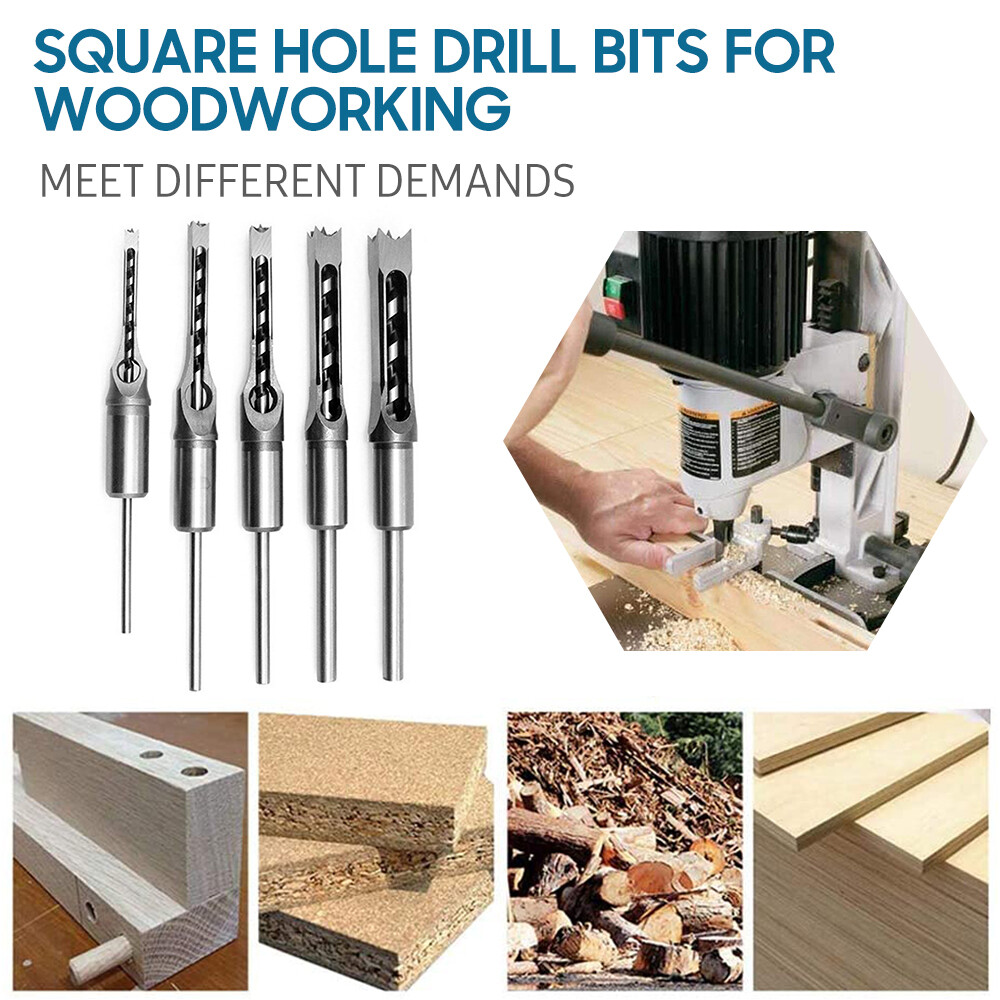 5pcs Hole Drill Bit Woodworking Hole Mortising Chisel Steel S2Z3 | eBay