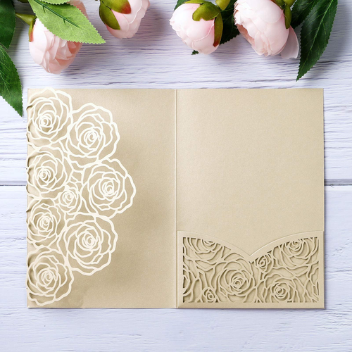 Rodvanvo 20 Pcs Laser Cut Wedding Invitations Card Pocket Envelope For ...