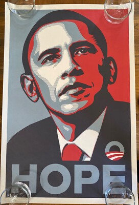 AUTHENTIC SHEPARD FAIREY "OBAMA HOPE " 2008 CAMPAIGN POSTER - FROM THE ...
