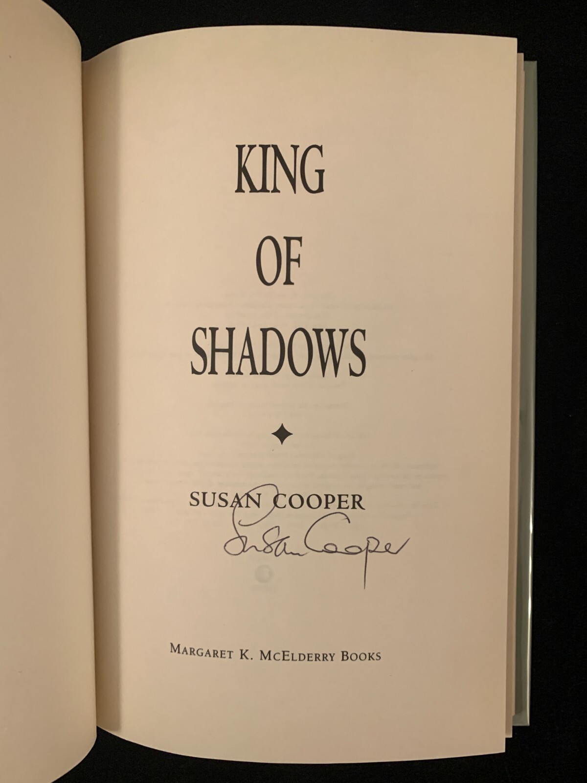Signed, 1st edition, 1st print! King of Shadows by Susan Cooper 1999 HC ...